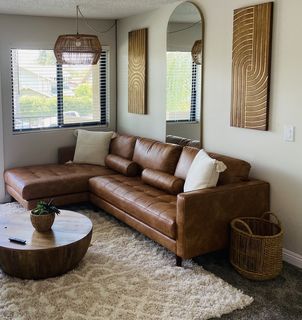 Caramel faux leather sectional store